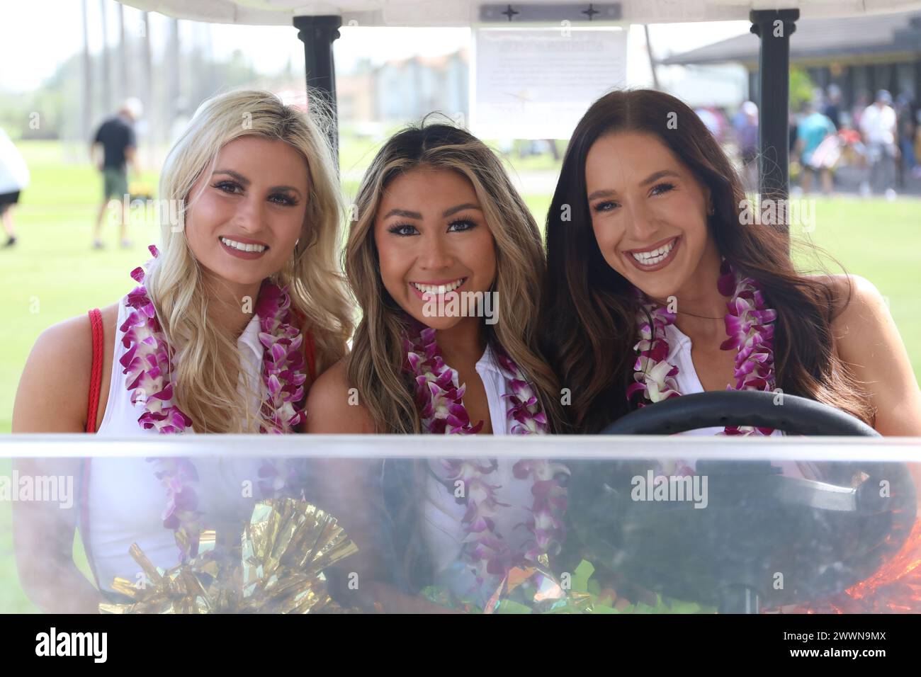 NFL cheerleaders Whitney Schutt, left, Kianna Ku’u Aloha Hiwahiwa’o ...