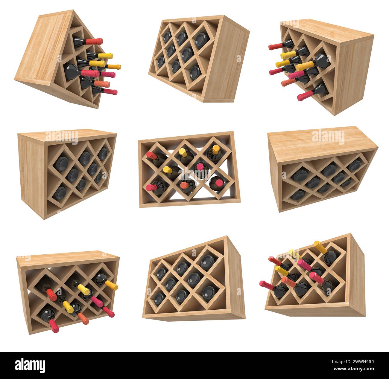 Variety of angles of a modern wine rack Stock Photo - Alamy
