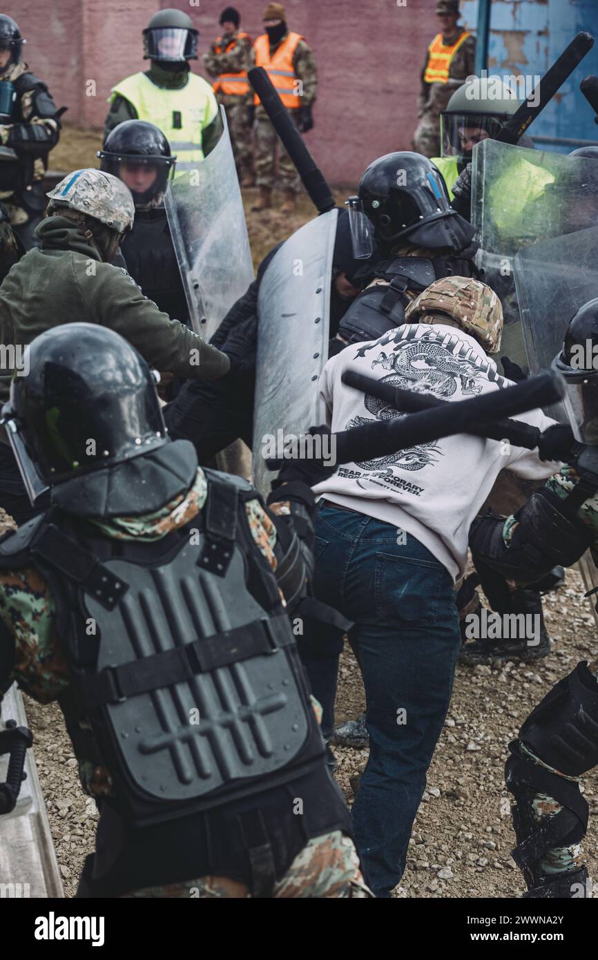 Albanian soldiers conduct Crowd Riot Control training during Exercise ...