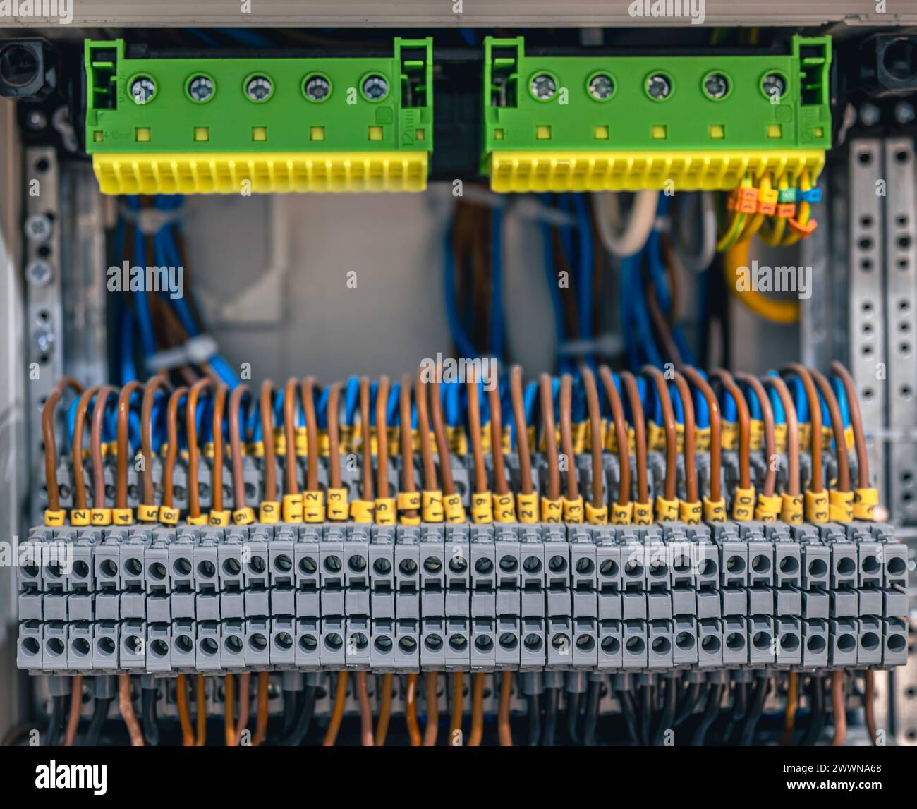 Electrical panel with fuses and contactors, close-up Stock Photo - Alamy