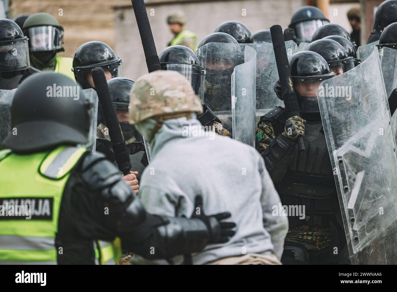 Albanian soldiers conduct Crowd Riot Control training during Exercise ...