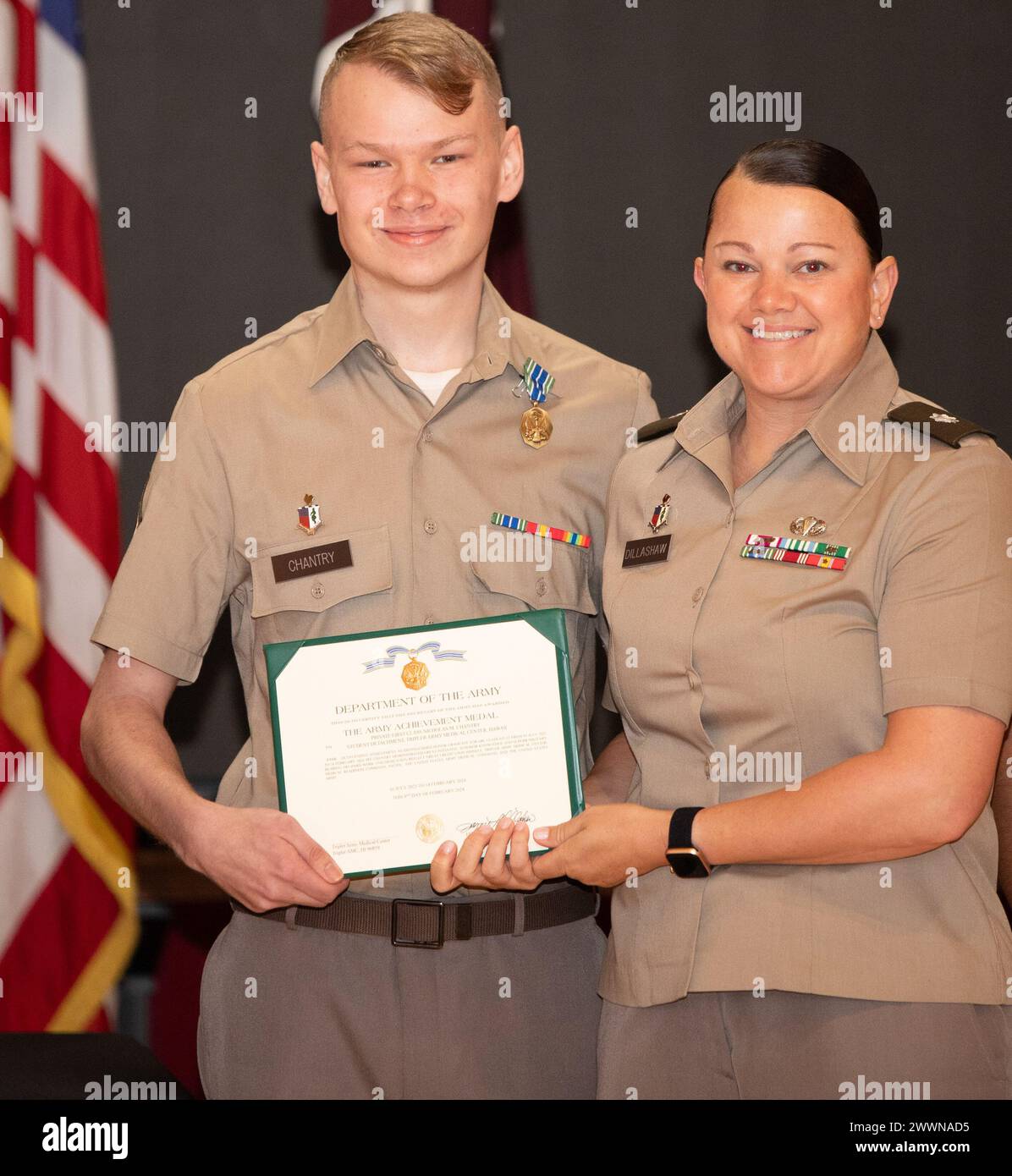 U.S. Army Lt. Col. Jamie Dillashaw, right, Medical Readiness Battalion ...