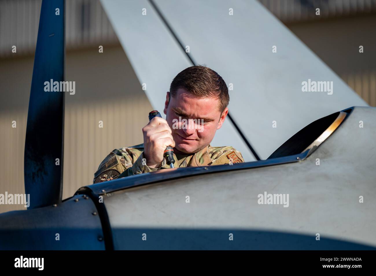 U.S. Air Force Tech. Sgt. Jordan Pool, 492nd Attack Squadron remotely ...