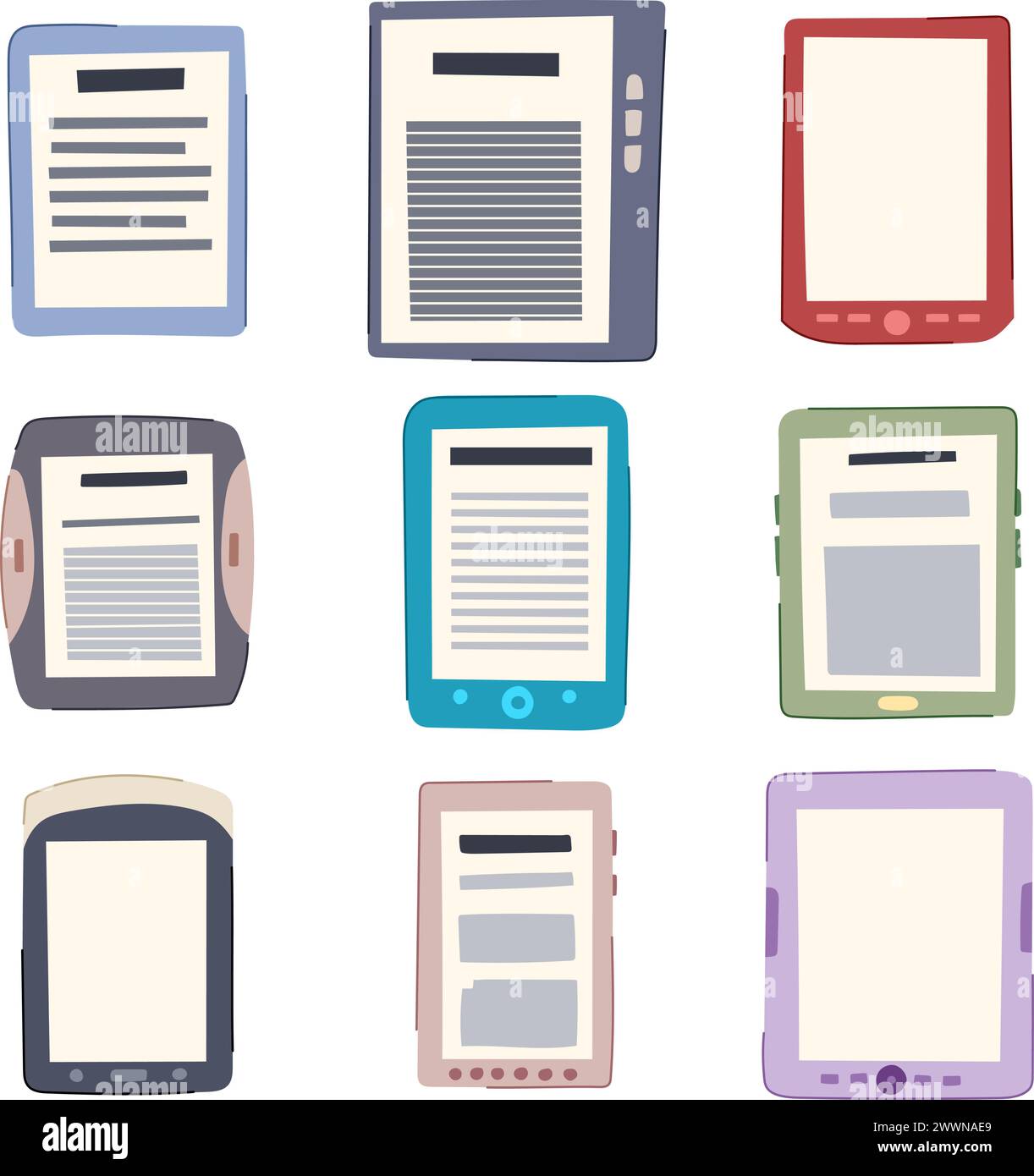 e-reader set cartoon vector illustration Stock Vector Image & Art - Alamy