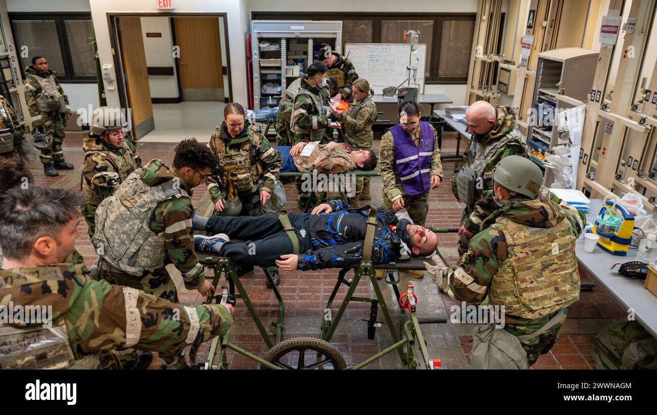 U.S. Air Force Airmen assigned to the 51st Medical Group treat ...
