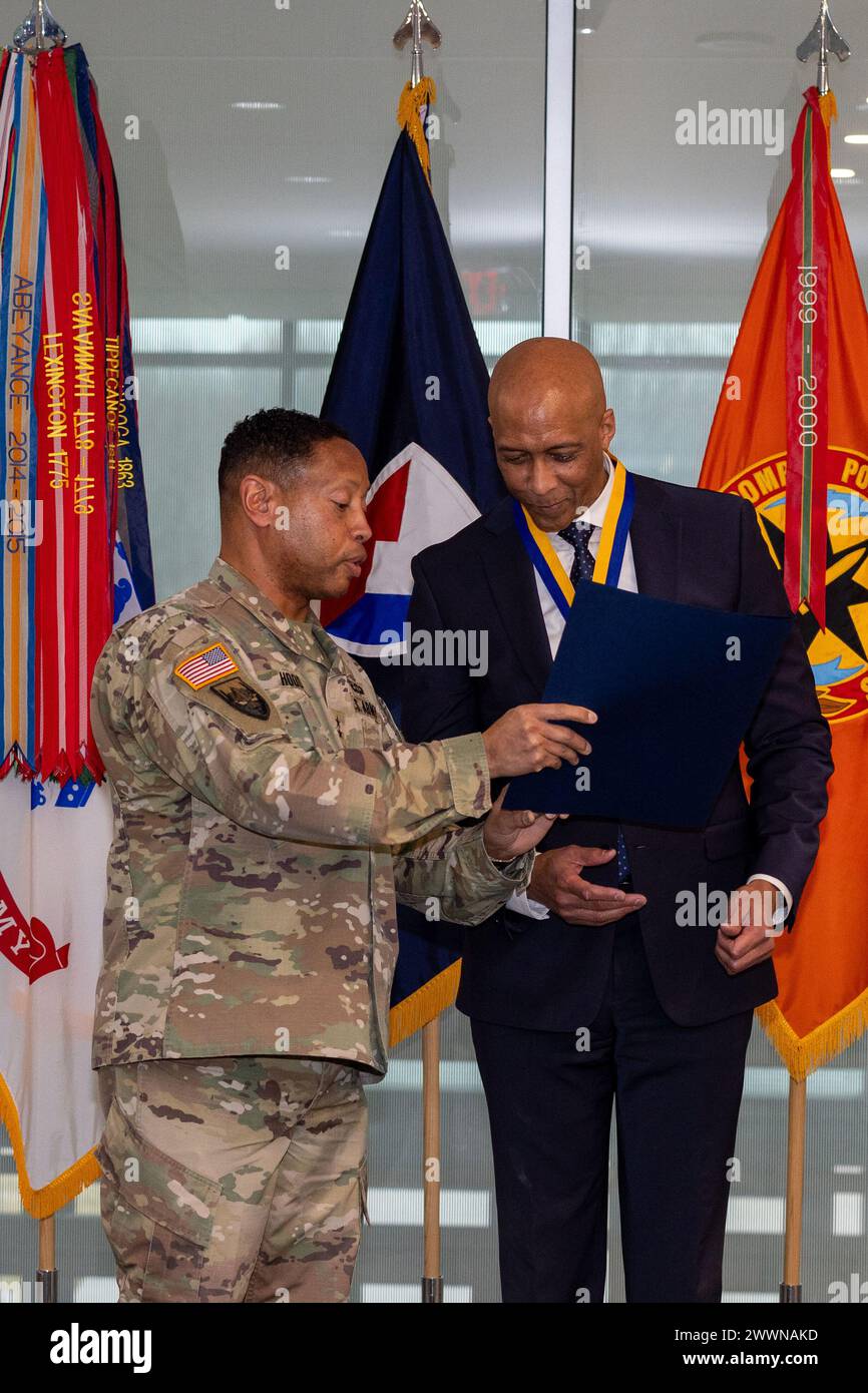 Maj. Gen. Daryl O. Hood (left), the commanding general of the 20th Chemical, Biological ...