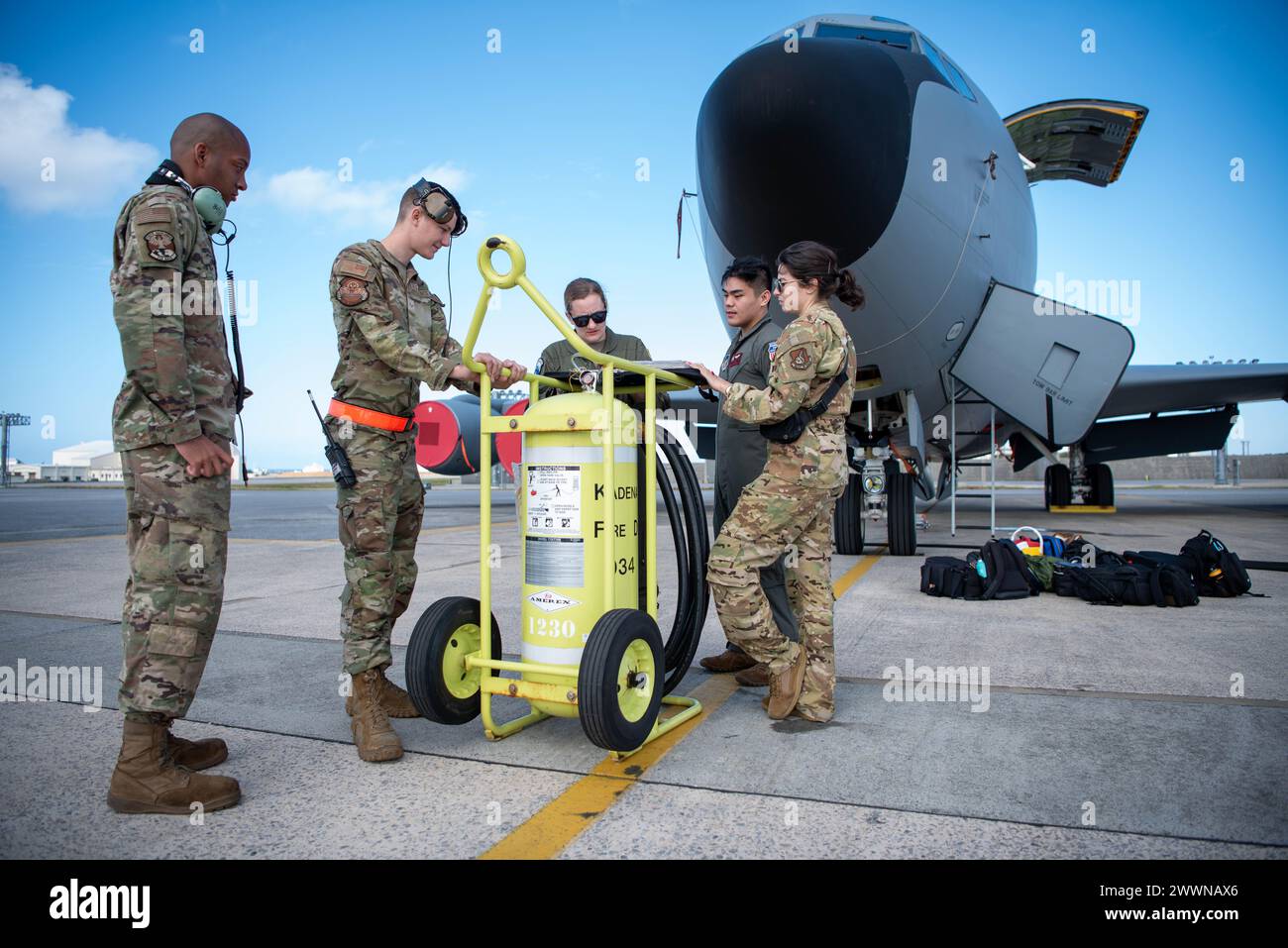 U.S. Air Force Airmen assigned to the 718th Aircraft Maintenance ...