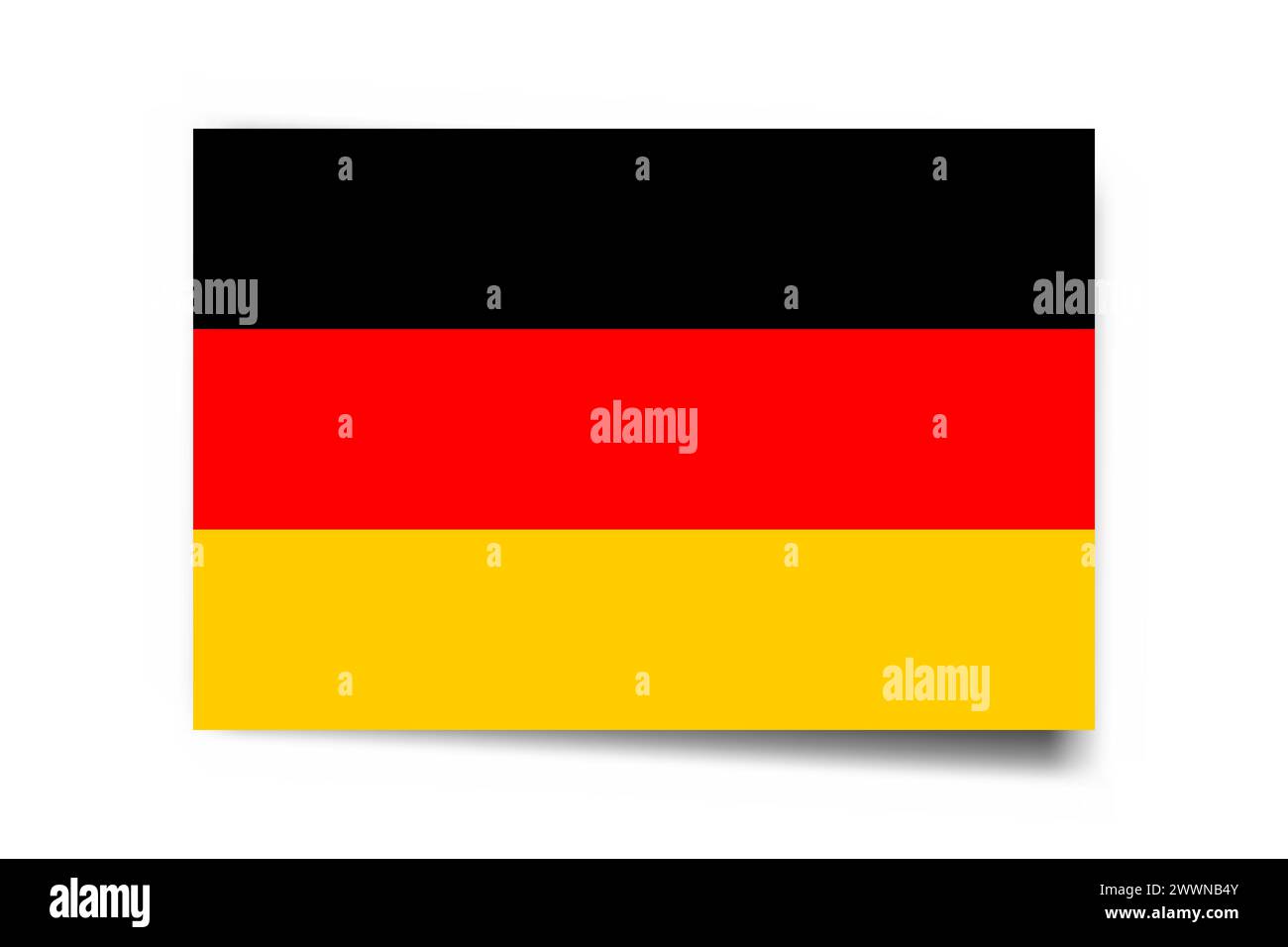 Germany flag - rectangle card with dropped shadow isolated on white ...