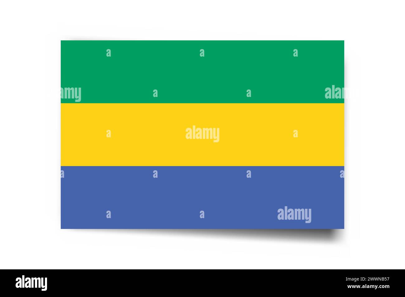 Gabon flag - rectangle card with dropped shadow isolated on white ...