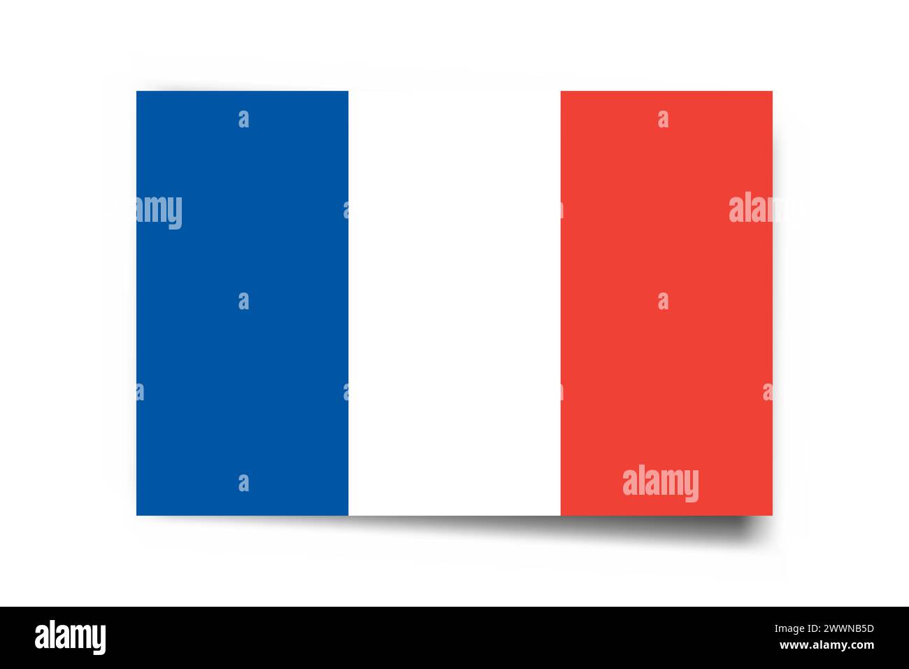 France flag - rectangle card with dropped shadow isolated on white ...