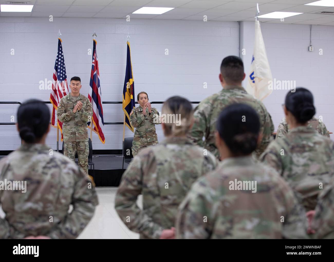 U.S. Army Col. Barbara P. Tucker, right, commander of the 103rd Troop ...