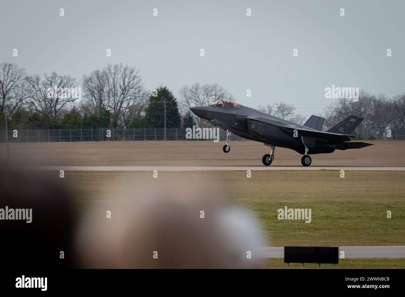 An F-35 Lightning II touches down after a flyover that signaled its ...