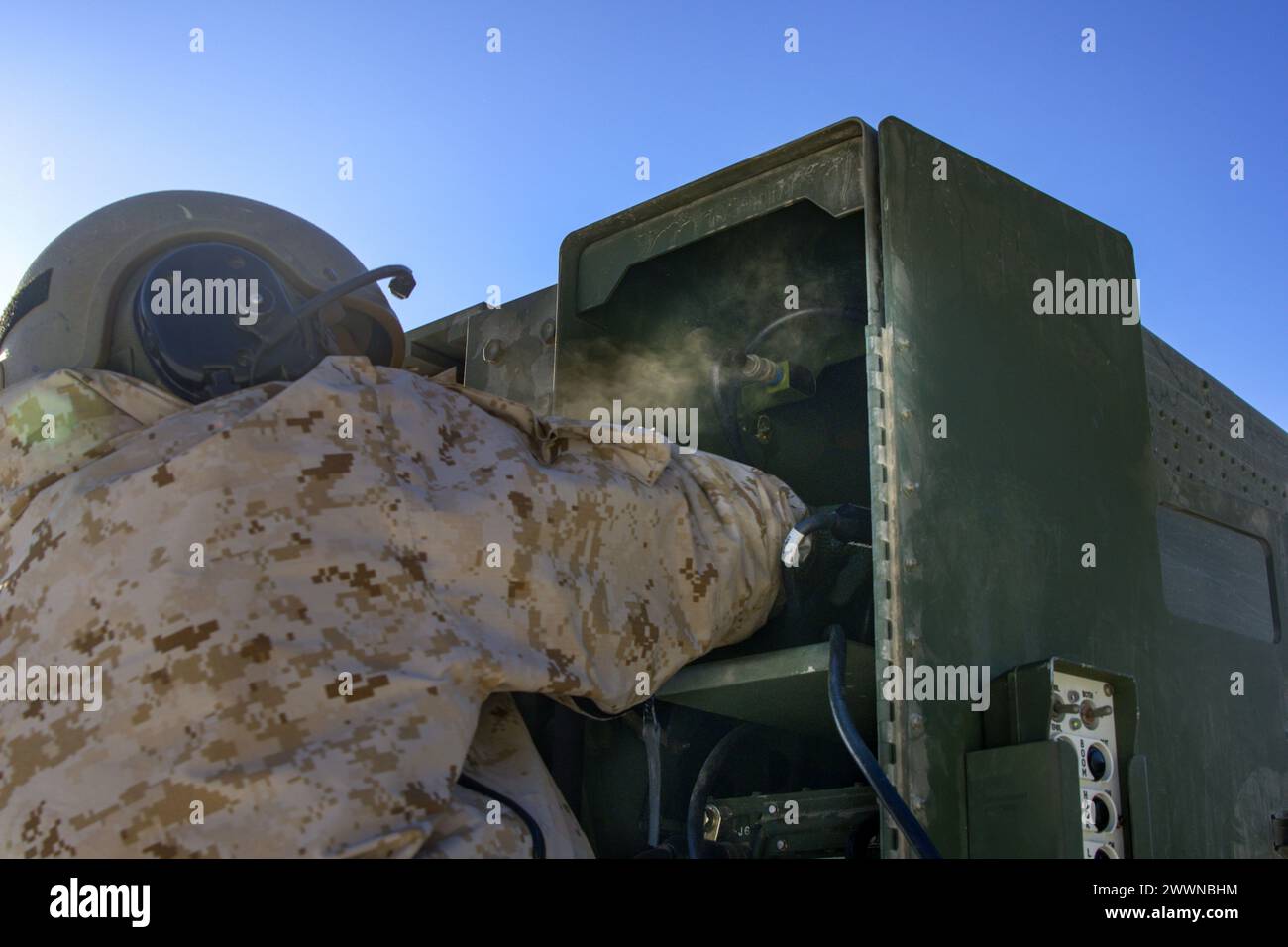 A U.S. Marine with Fox Battery, 2nd Battalion, 14th Marine Regiment ...