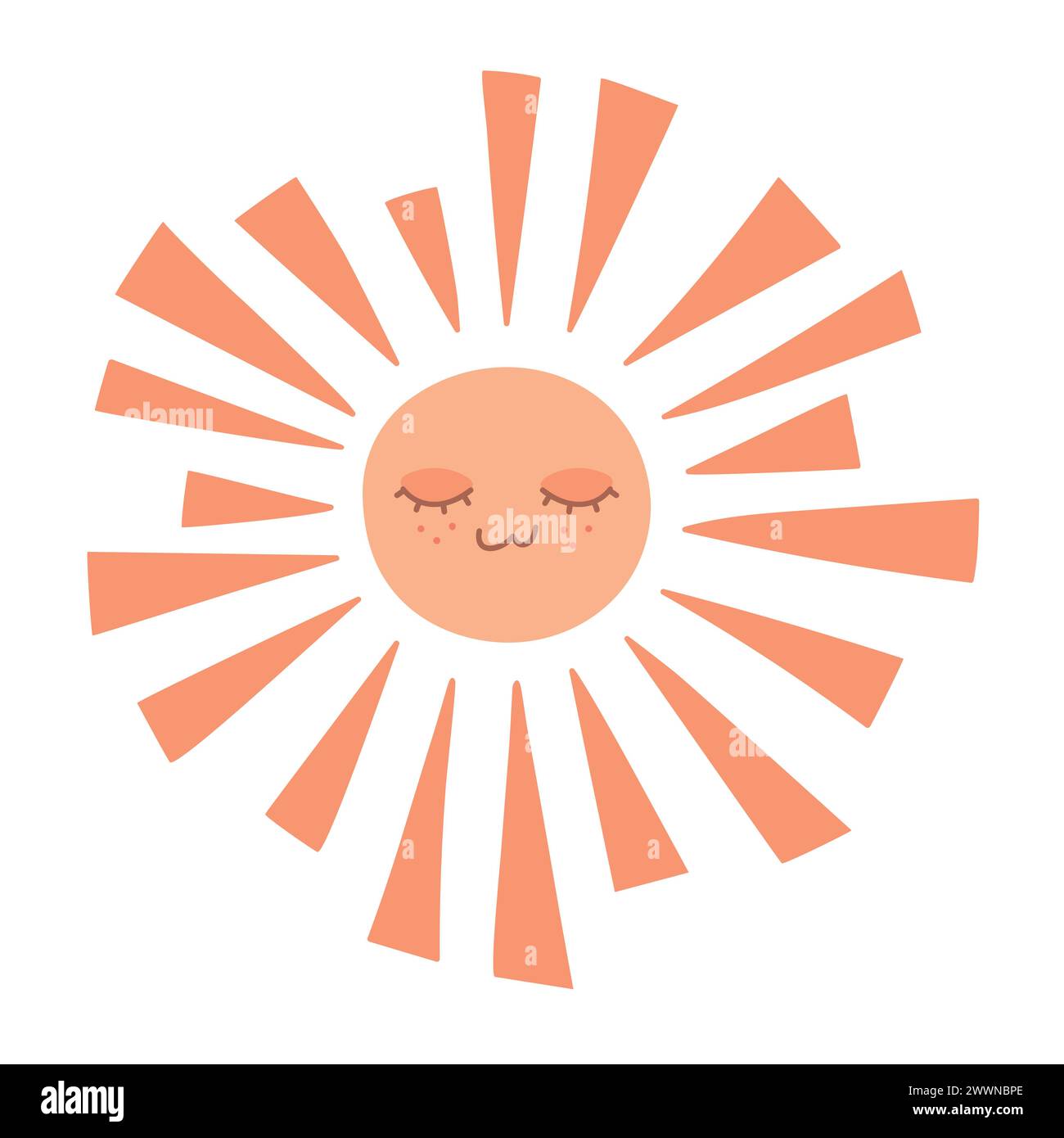 Cute hand drawn smiling sun character. Scandinavian style decoration ...