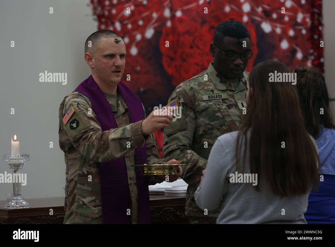 Chaplain Lt. Col. Jeremy Pedersen, leads an Ash Wednesday Protestant ...