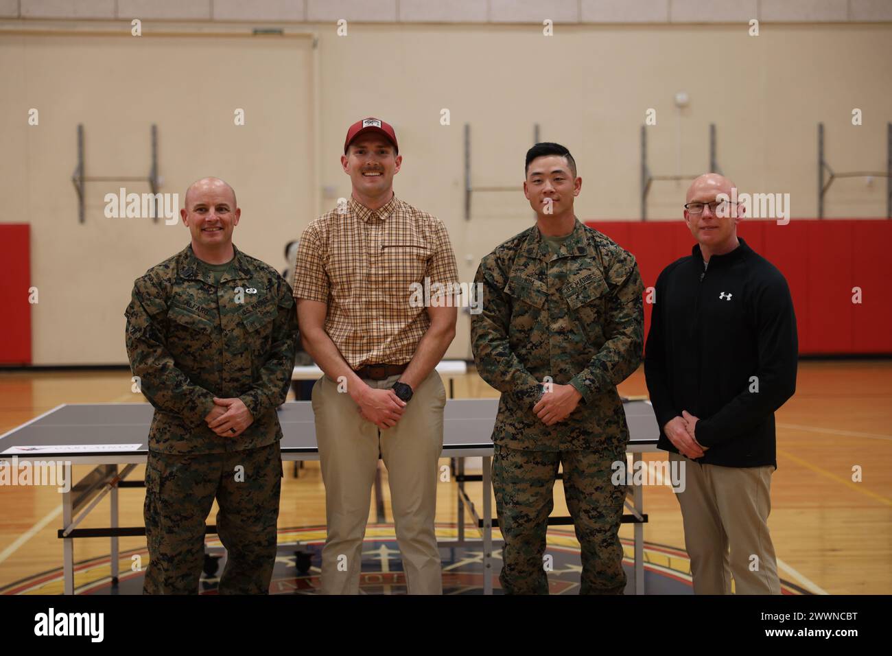 U.S. Marines from the tri-command join together after a ping pong ...