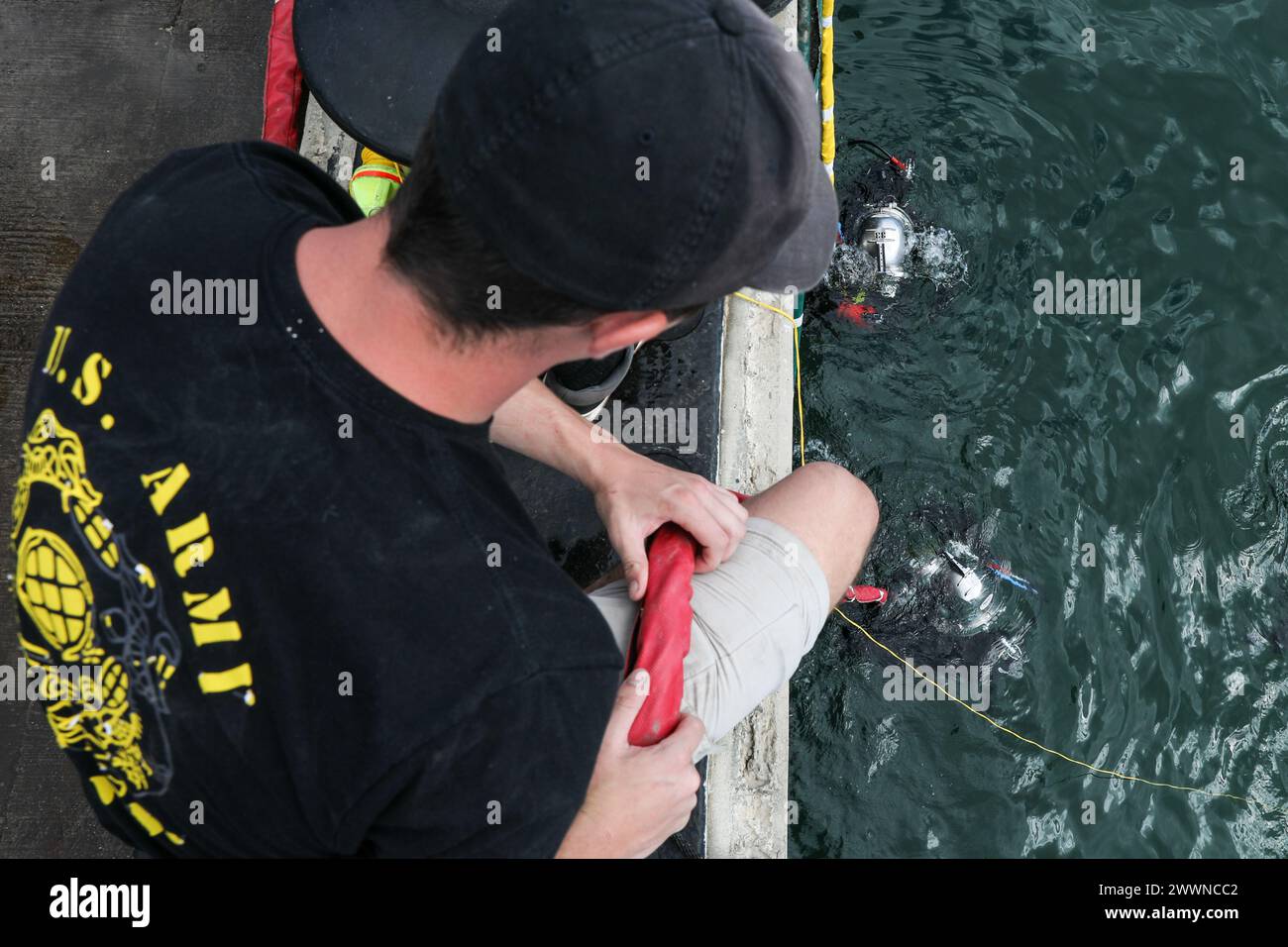 U.S. Army diver assigned to the 569th Dive Detachment, 130th Engineer ...