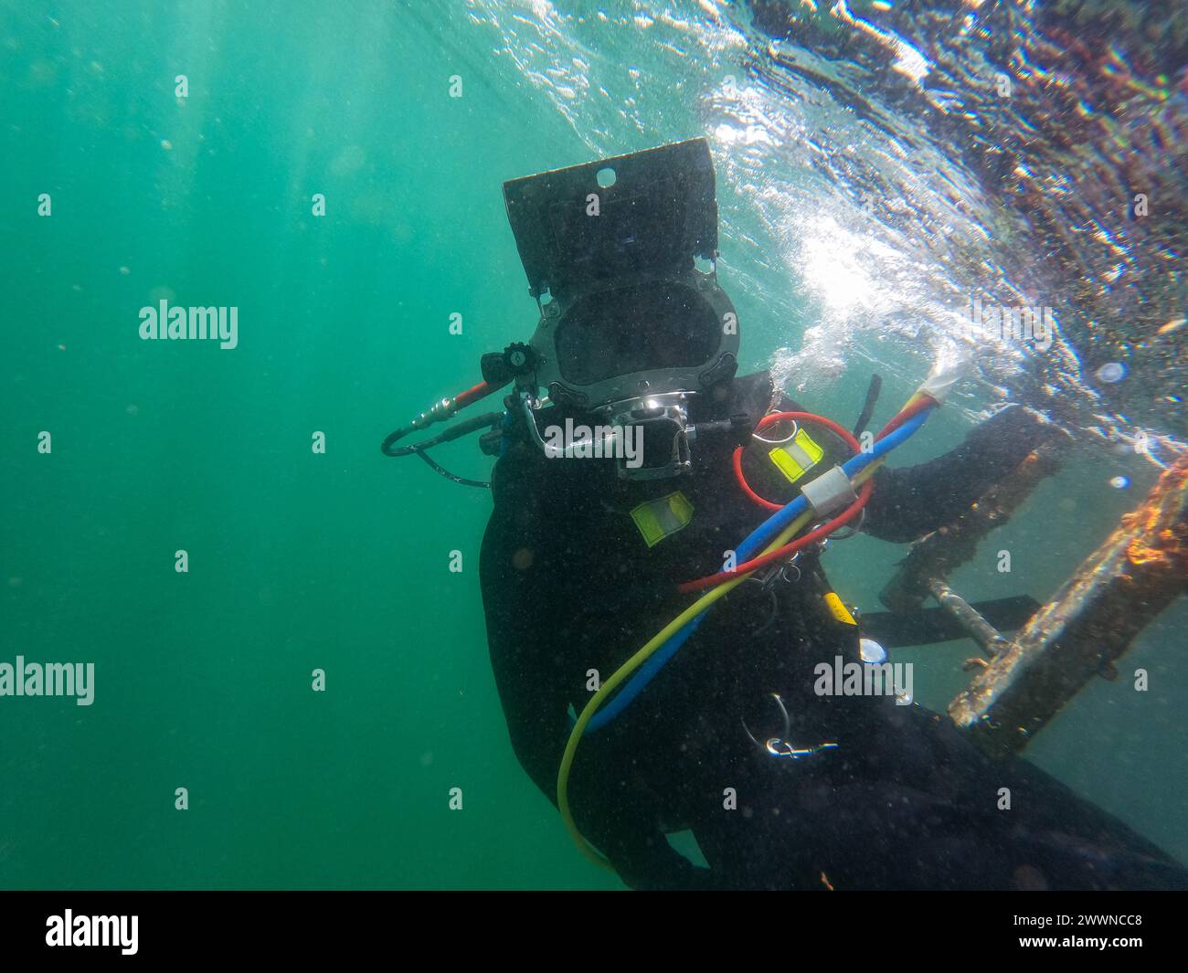 U.S. Army diver assigned to the 569th Dive Detachment, 130th Engineer ...