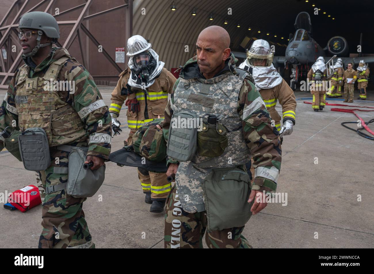 U.S. Air Force firefighters from the 51st Civil Engineer Squadron and ...