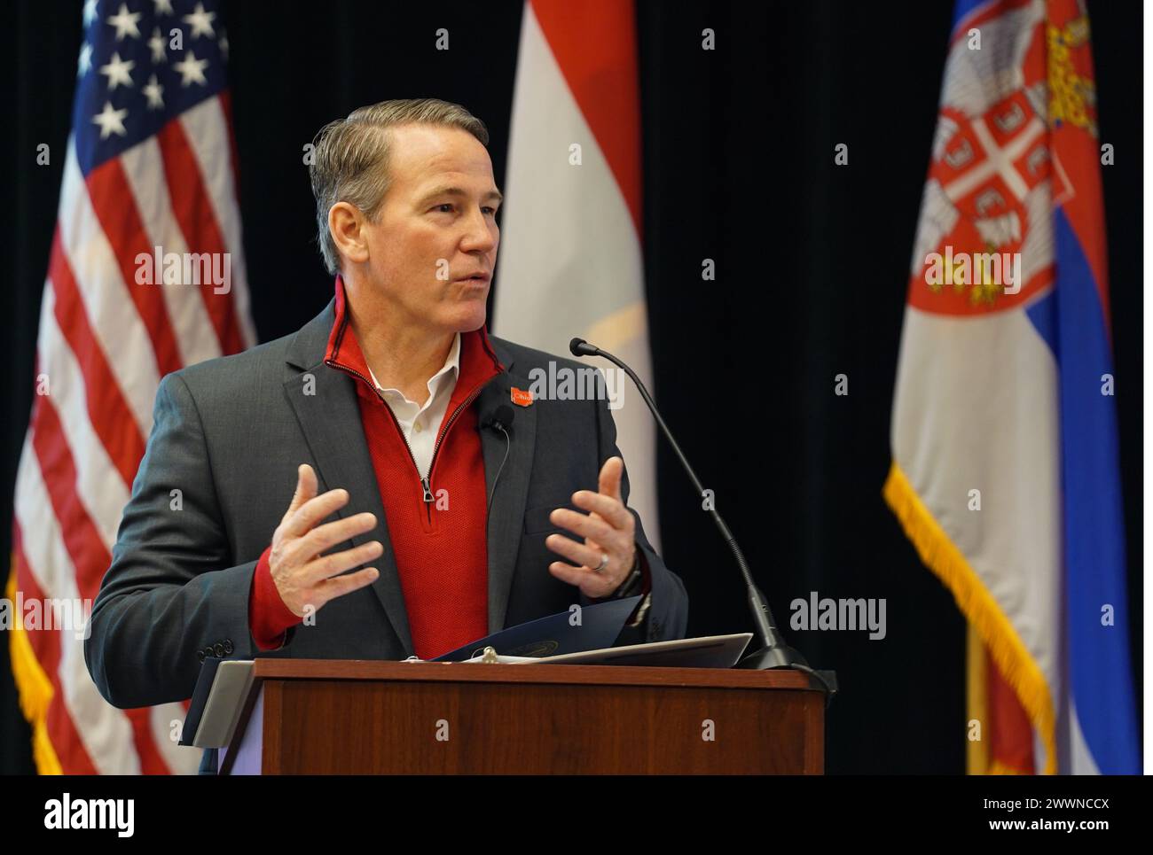 Ohio Lt. Gov. Jon Husted speaks to attendees at the Ohio National Guard ...