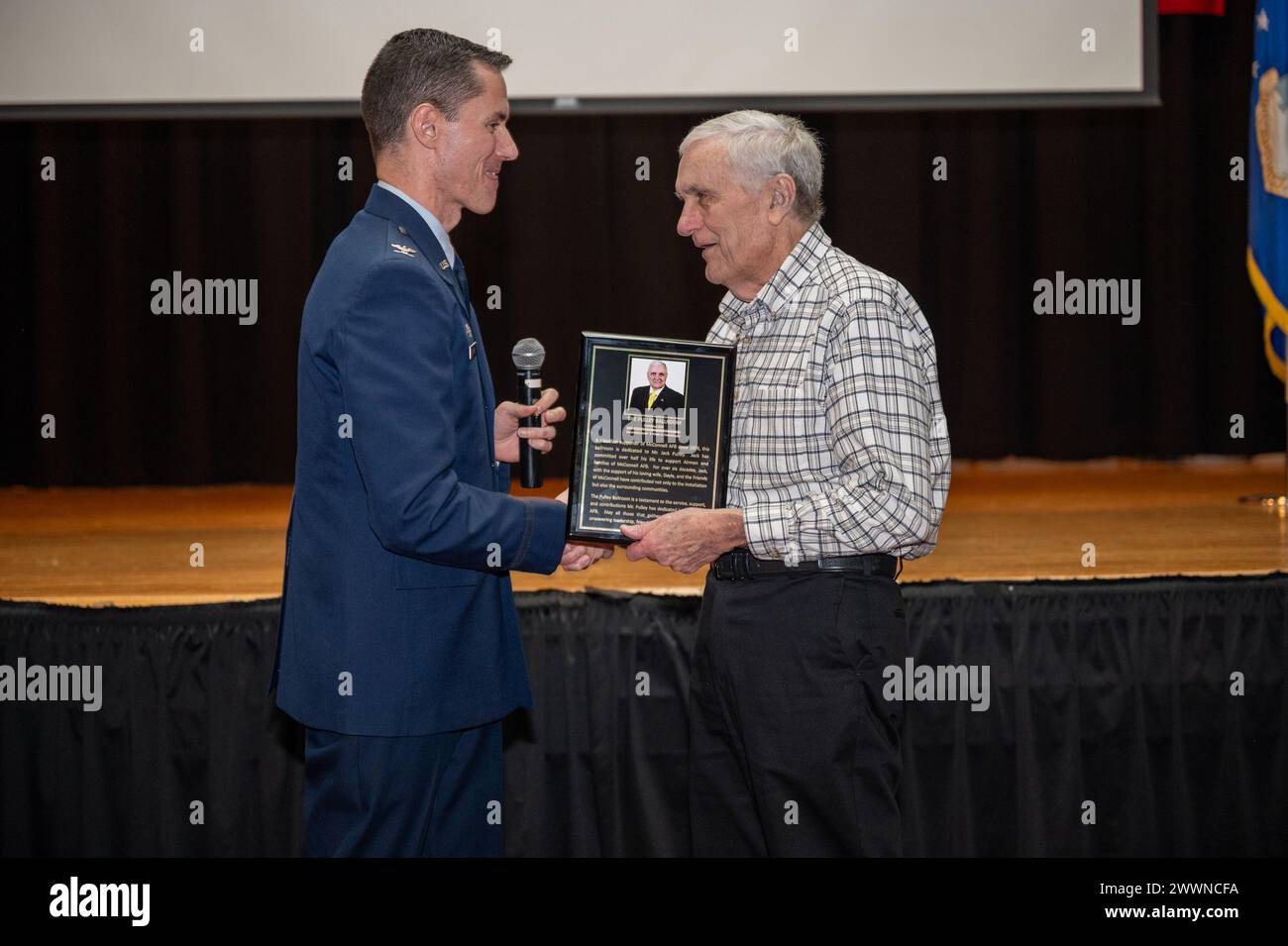 Col. Cory Damon, 22nd Air Refueling Wing commander, presents Jack ...