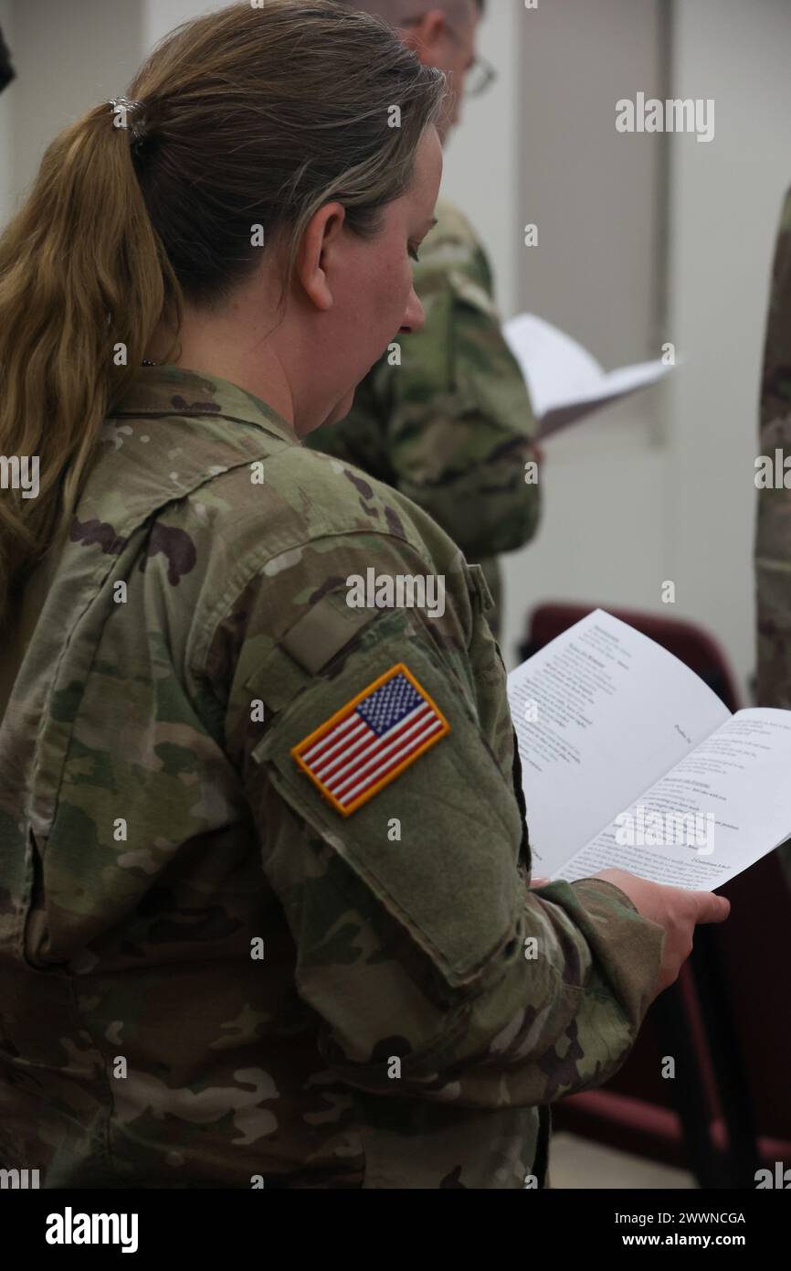 Chaplain Lt. Col. Jeremy Pedersen, leads an Ash Wednesday Protestant ...