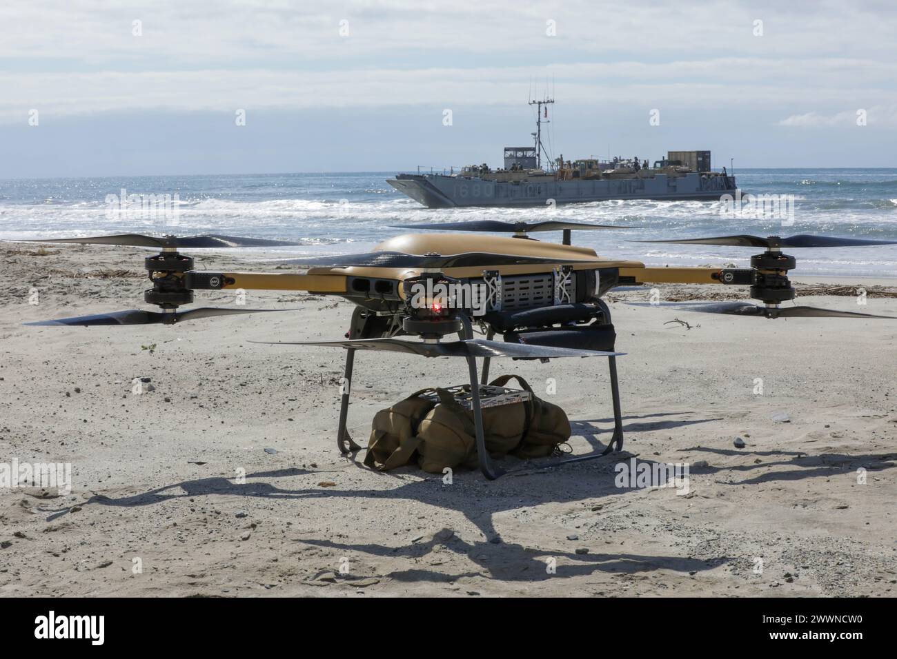 The Tactical Resupply Vehicle-150 lands on the beach after a series of ...