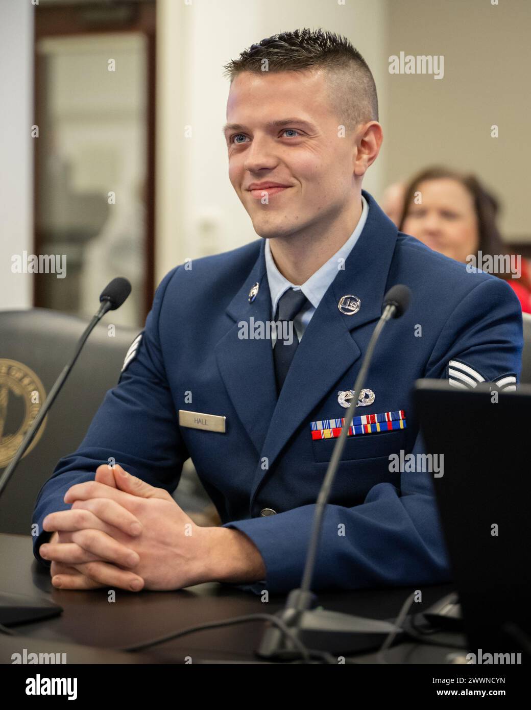 Senior Airman Ethan Hall, a C-130J Super Hercules crew chief for the ...