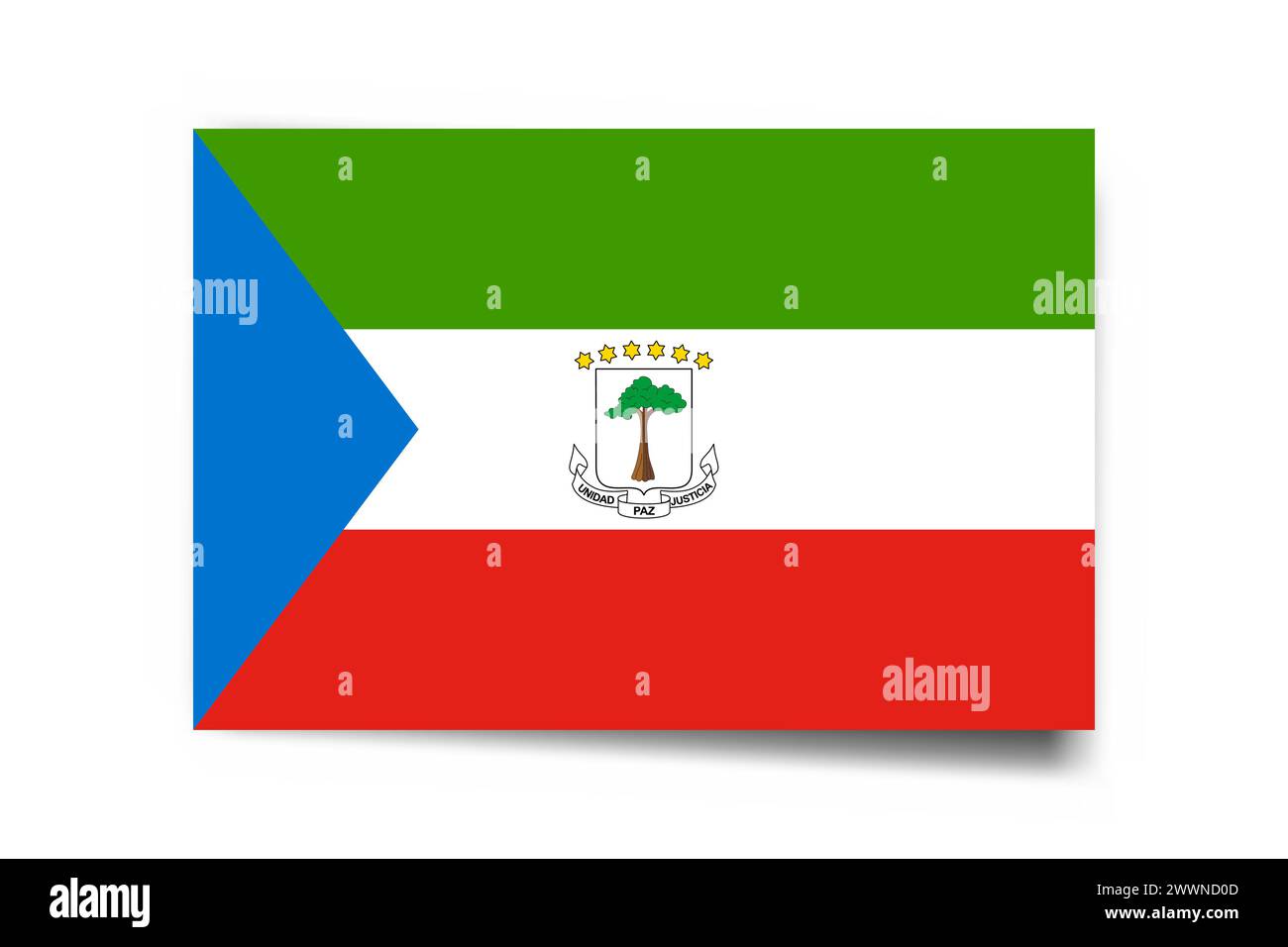 Equatorial Guinea flag - rectangle card with dropped shadow isolated on ...