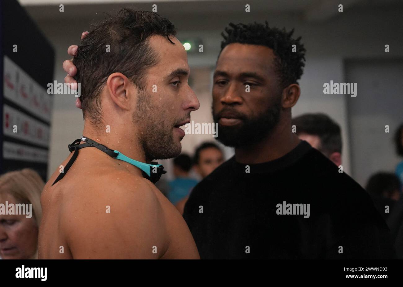 Chad LE CLOS of SOUTH AFRICA and SIYA KOLISI during the Giant Open 2024 ...