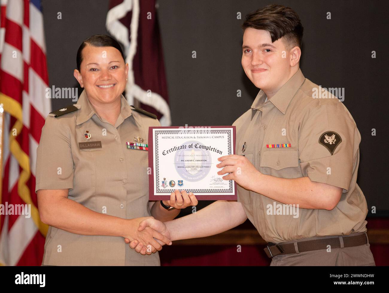 U.S. Army Lt. Col. Jamie Dillashaw, left, Medical Readiness Battalion ...