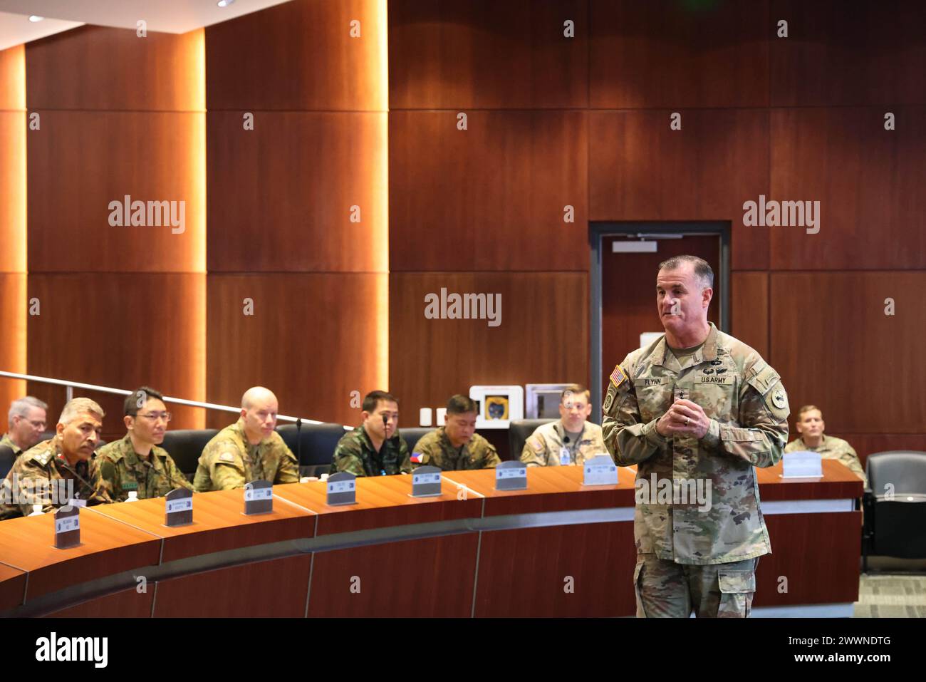 U.S. Army Pacific Commanding General Charles A. Flynn gives his opening ...