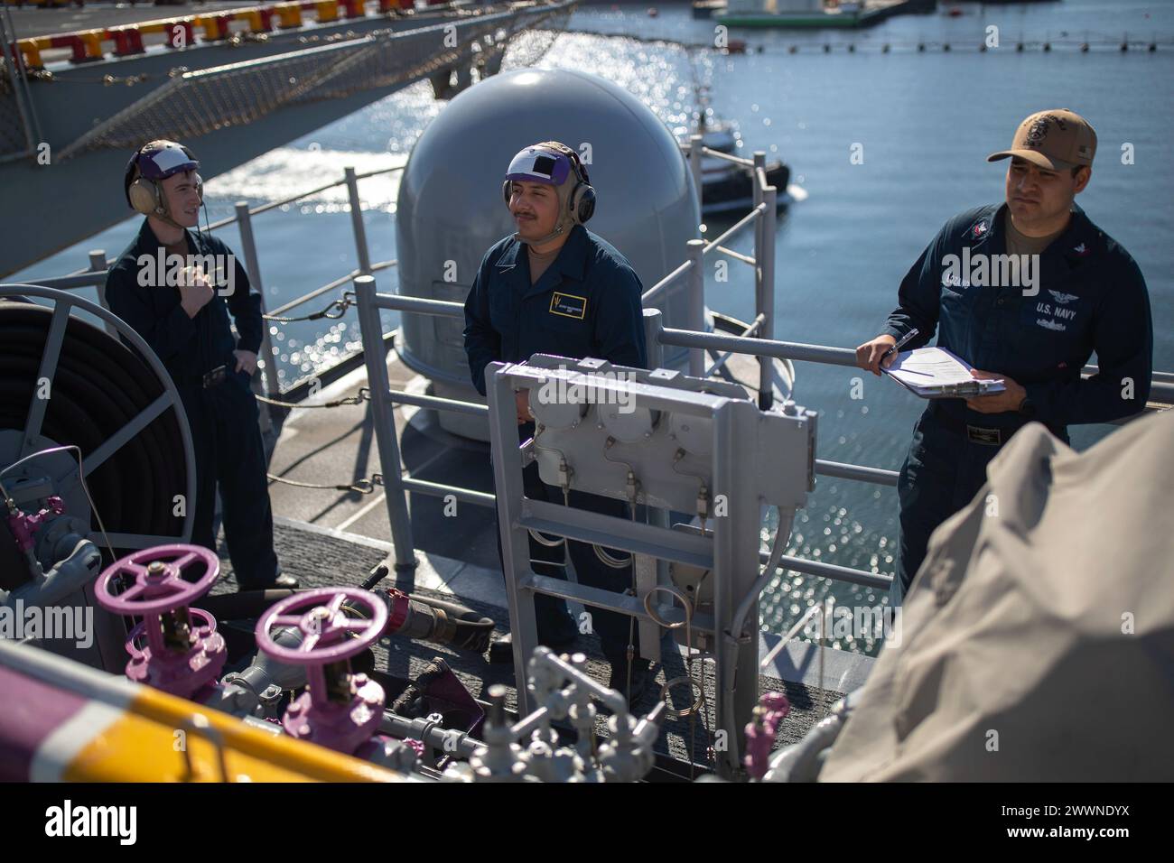 240215-N-VJ326-1009 SAN DIEGO (Feb. 15, 2024) – Sailors await ...