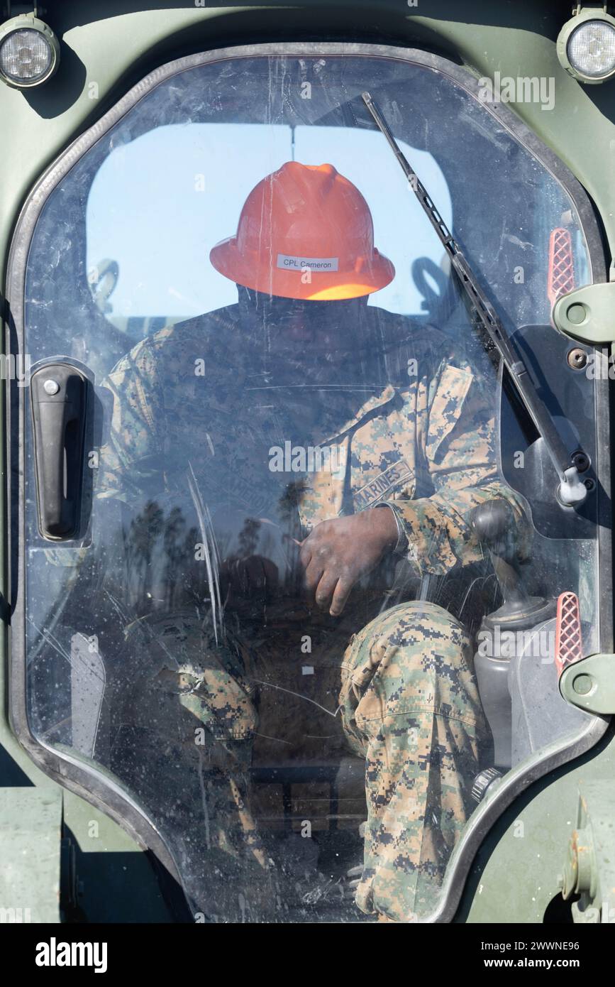 U.S. Marine Corps Cpl. Tyre Cameron, a combat engineer assigned to ...