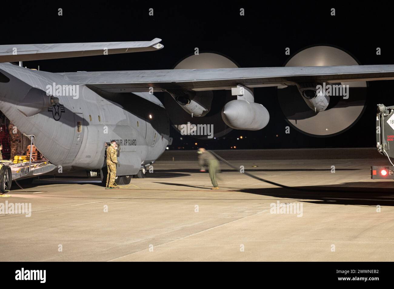 Master Sgt. Kent Bohart, a loadmaster assigned to the 139th Airlift Wing, Missouri Air National ...