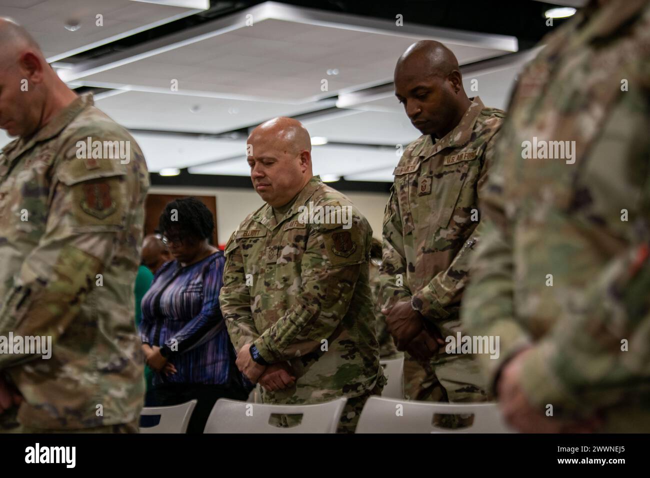 Chief Master Sgt. Kelly Elliott, 172nd Airlift Wing Command Chief, left ...