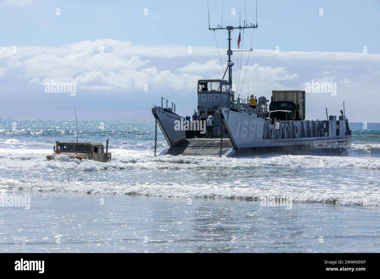U.S. Navy Sailors assigned to Beachmaster Unit 1 and the Amphibious ...