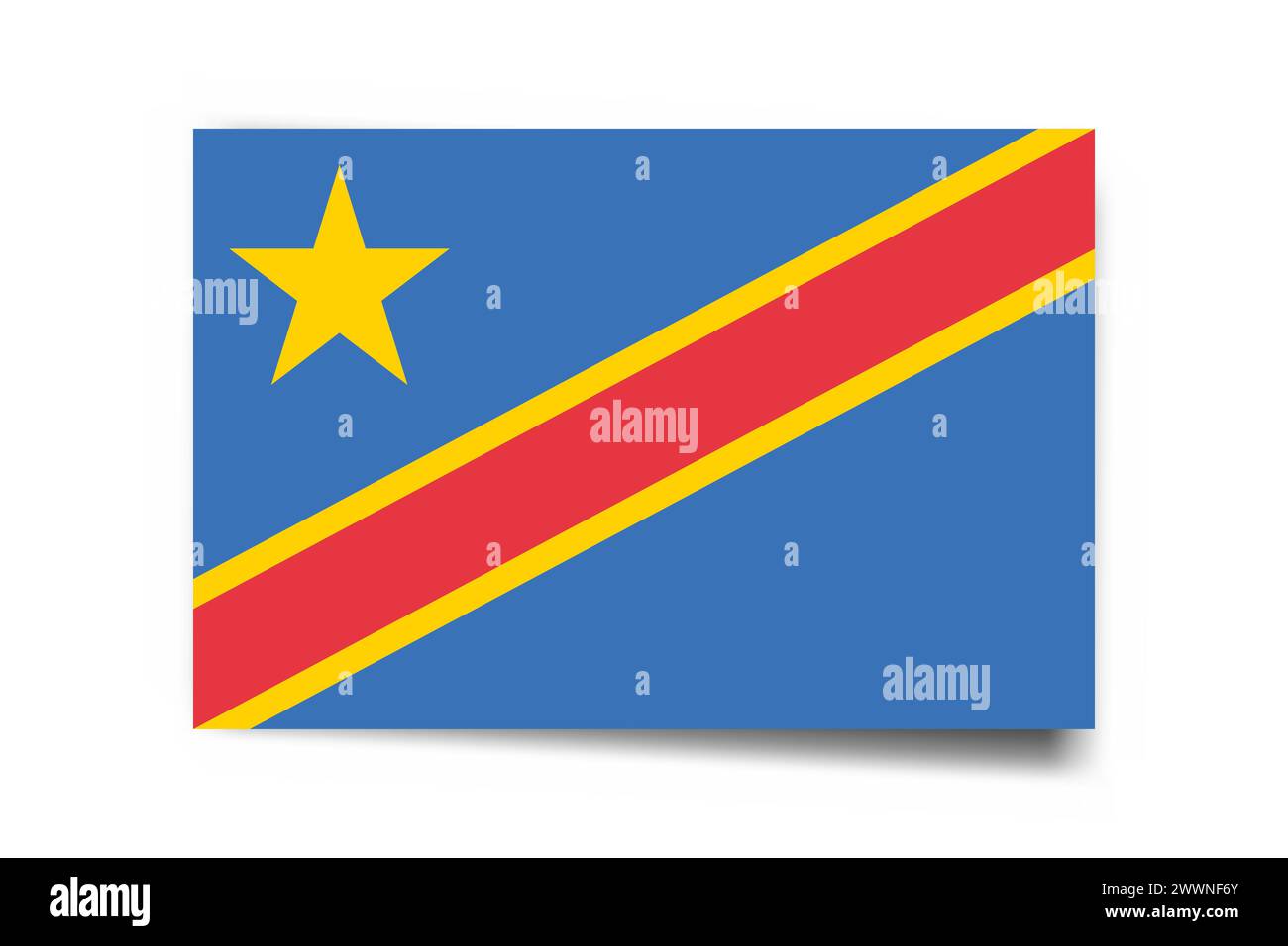 Democratic Republic of the Congo flag - rectangle card with dropped ...