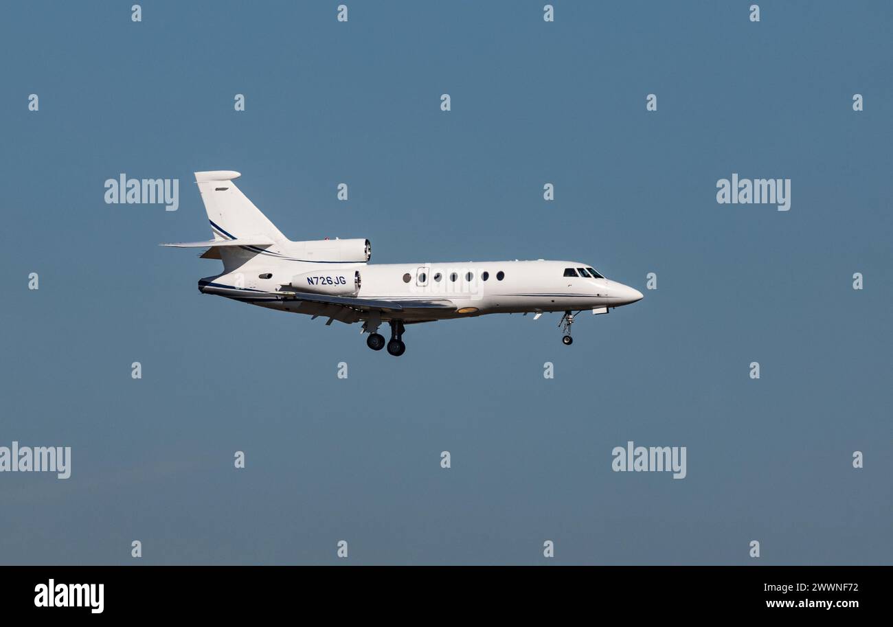 FORT MYERS, FLORIDA, USA - 27 FEB 2024. Private luxury jet Dassault ...