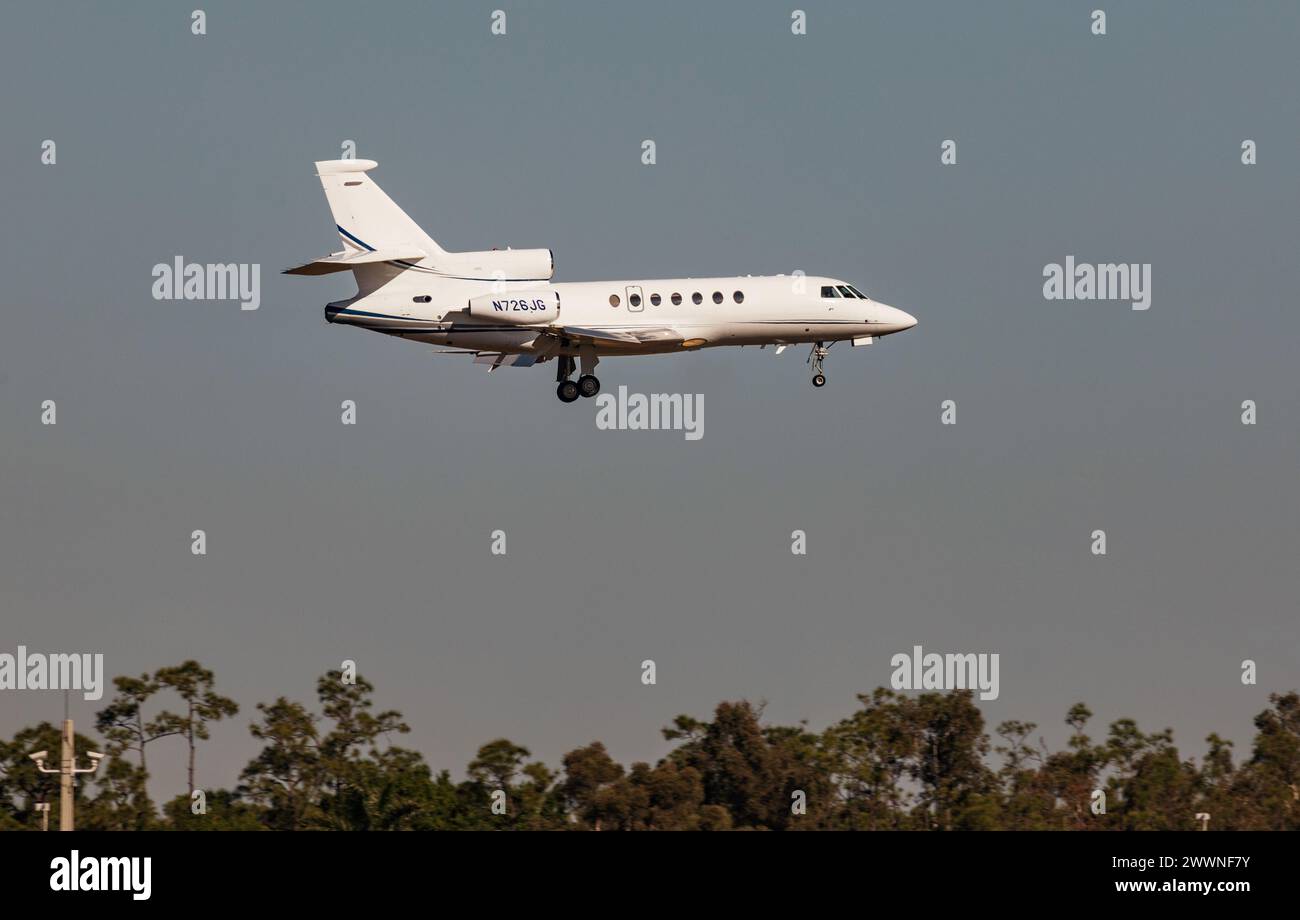FORT MYERS, FLORIDA, USA - 27 FEB 2024. Private luxury jet Dassault ...