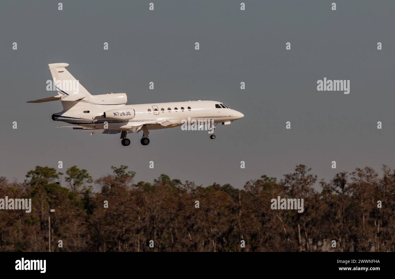 FORT MYERS, FLORIDA, USA - 27 FEB 2024. Private luxury jet Dassault ...