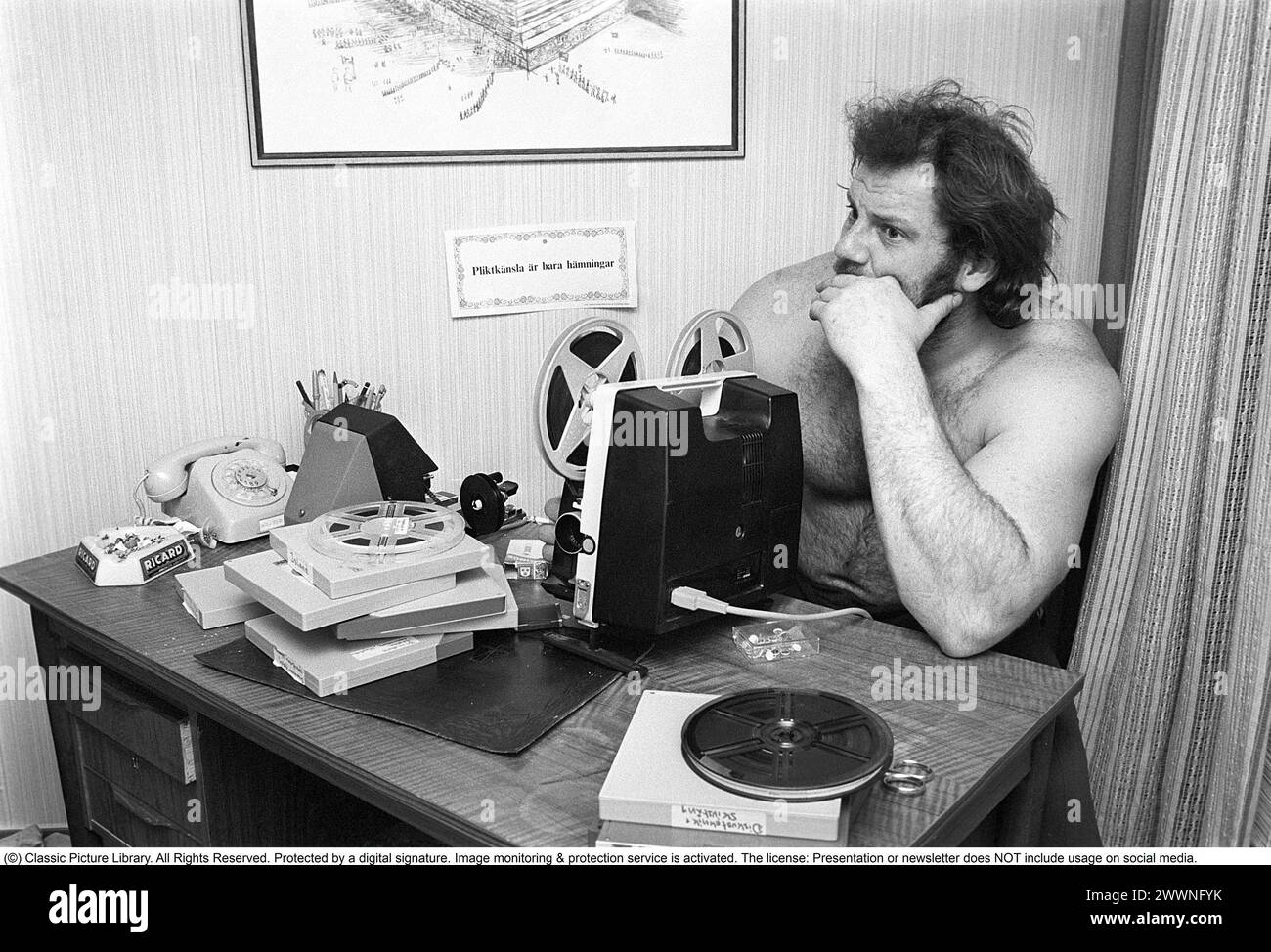 Film projector in the 19702. Ricky Bruch (1946-2011) Swedish track and ...