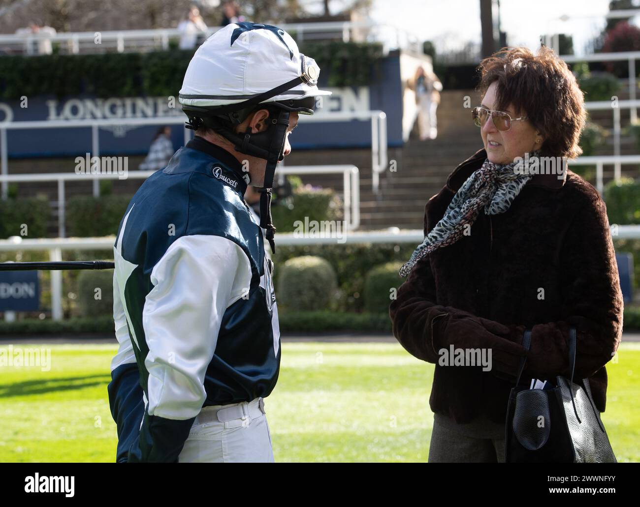 Ascot, Berkshire, UK. 24th March, 2024. Trainer Venetia Williams ...