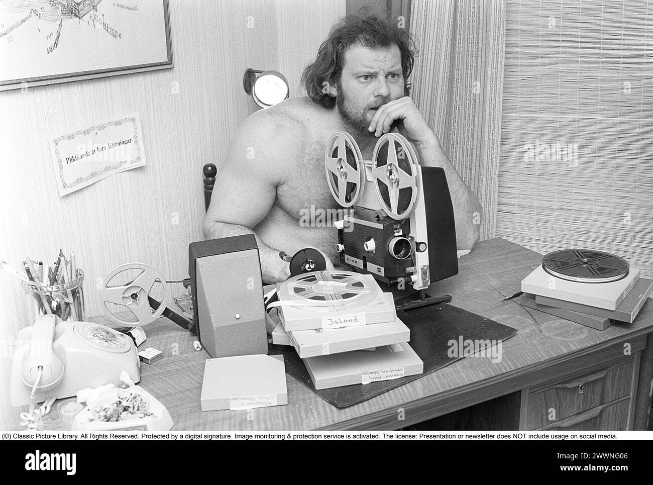 Film projector in the 19702. Ricky Bruch (1946-2011) Swedish track and ...