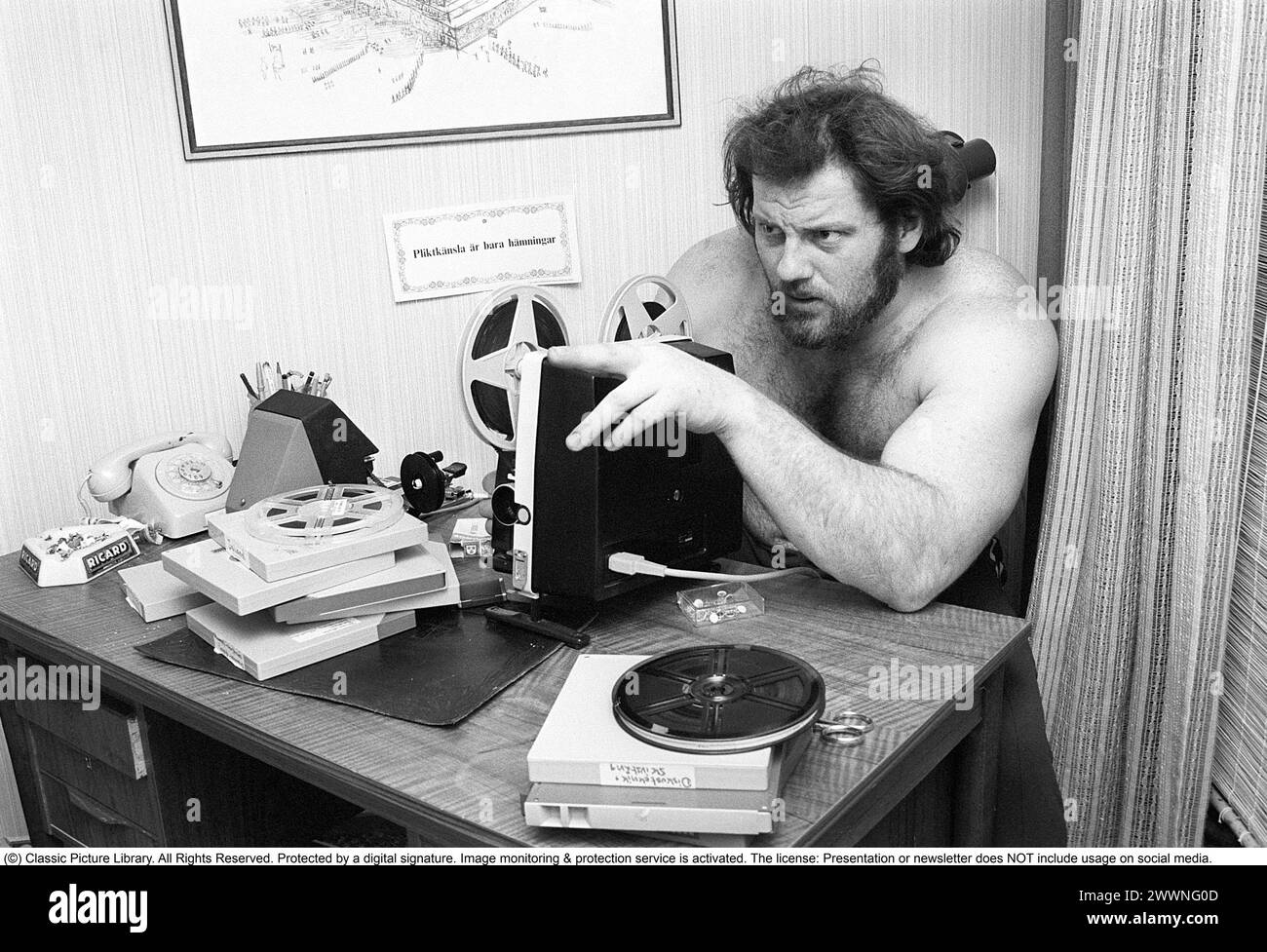 Film projector in the 19702. Ricky Bruch (1946-2011) Swedish track and ...