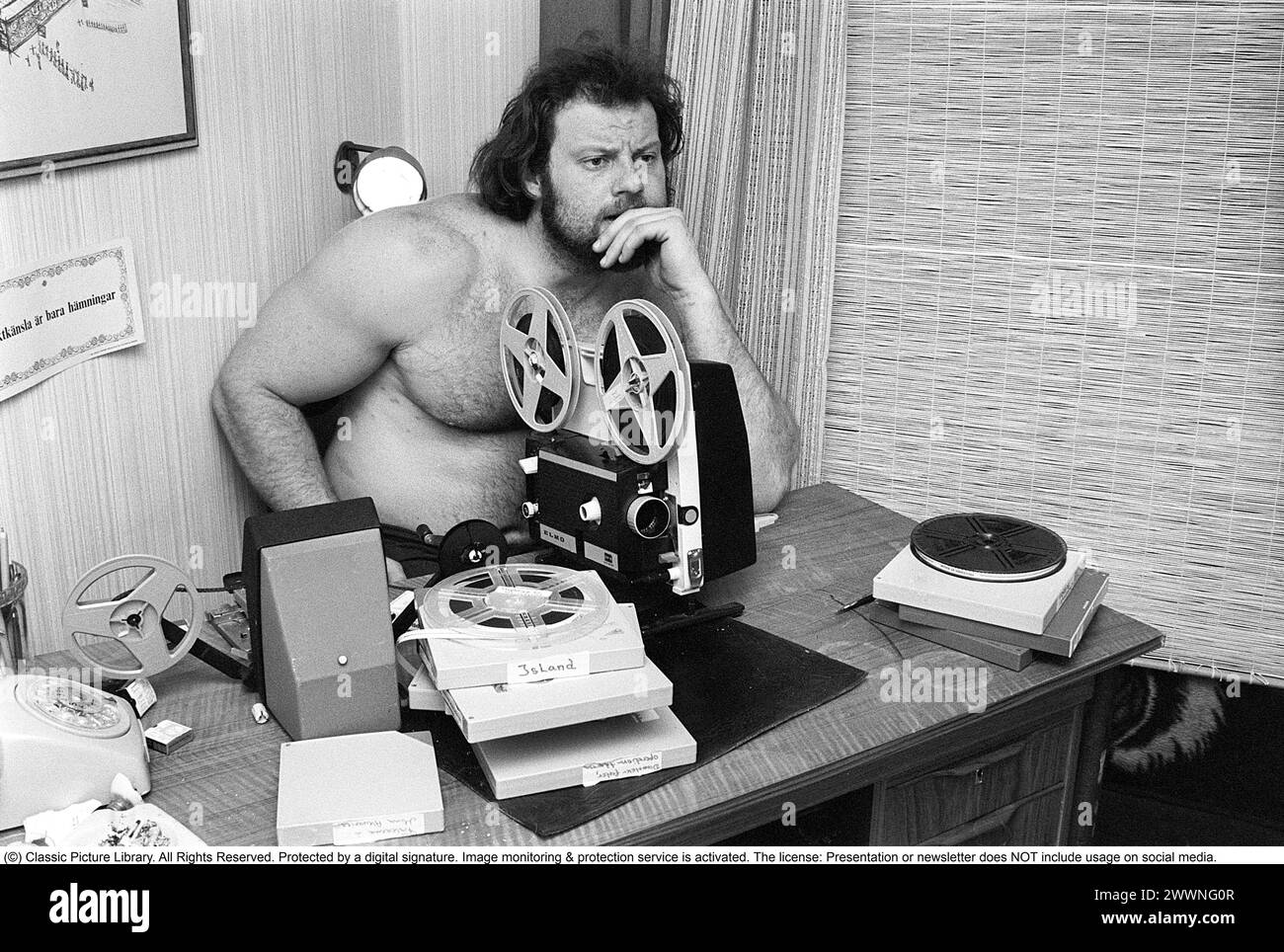 Film projector in the 19702. Ricky Bruch (1946-2011) Swedish track and ...