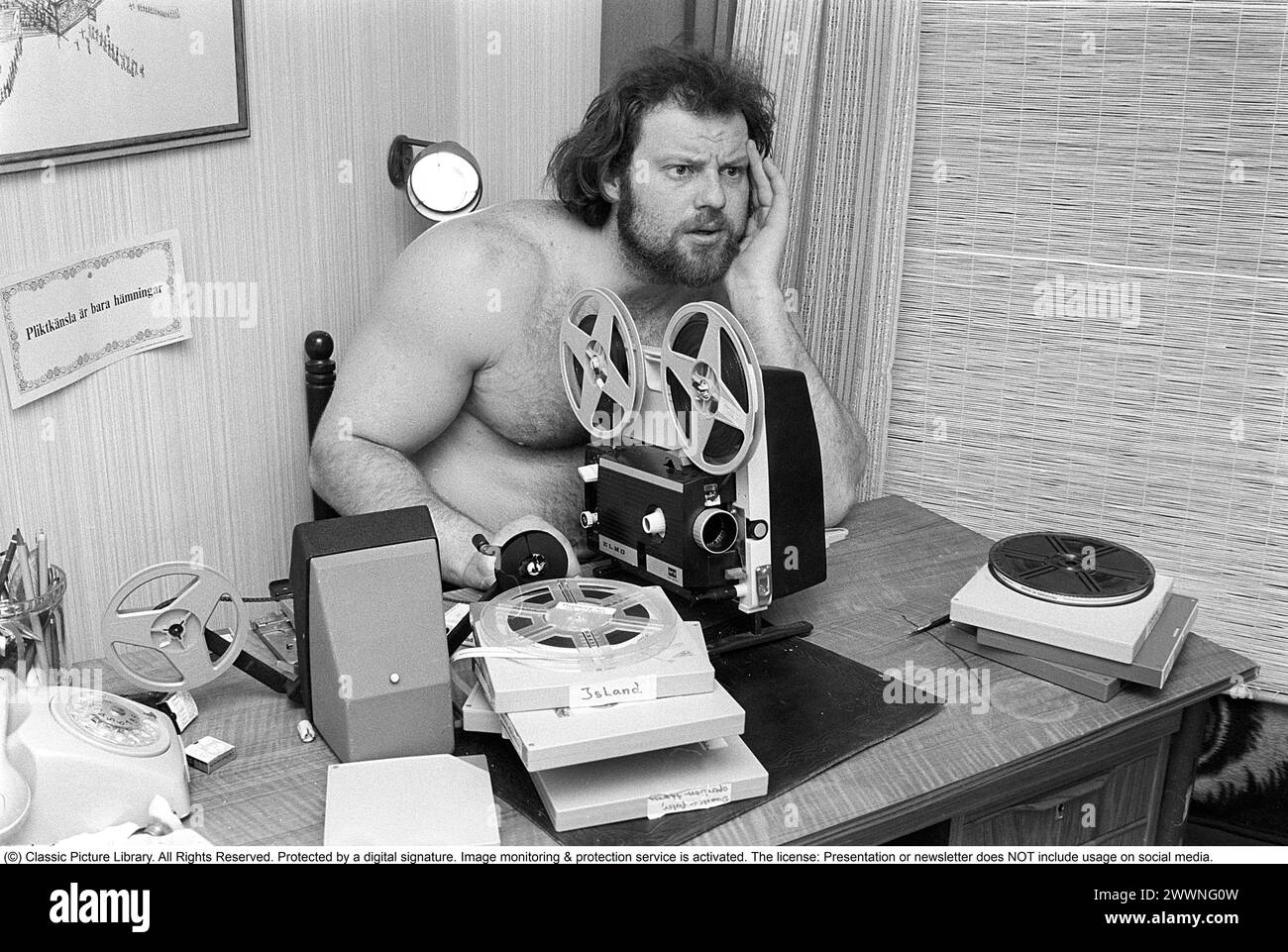 Film projector in the 19702. Ricky Bruch (1946-2011) Swedish track and ...