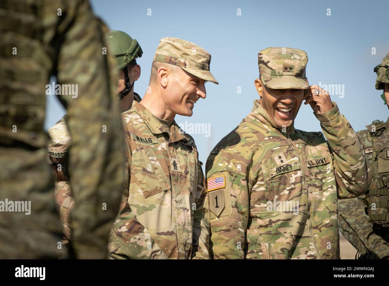 U.S. Army Maj. Gen. Andrew Ganey, right, and Command Sgt. Maj. Darrell ...