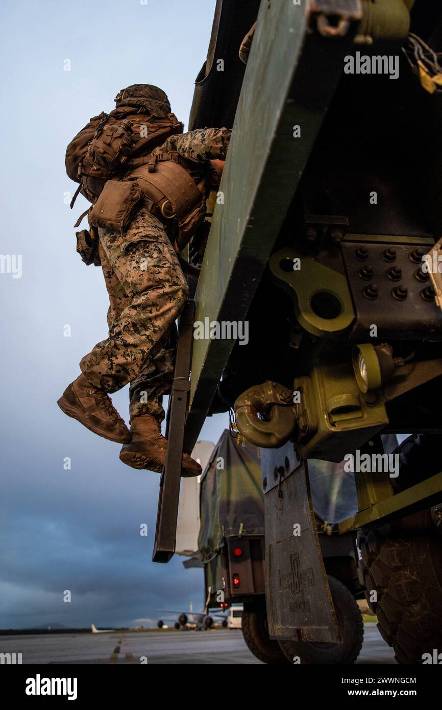 A U.S. Marine with Combat Logistics Battalion 4, Combat Logistics ...