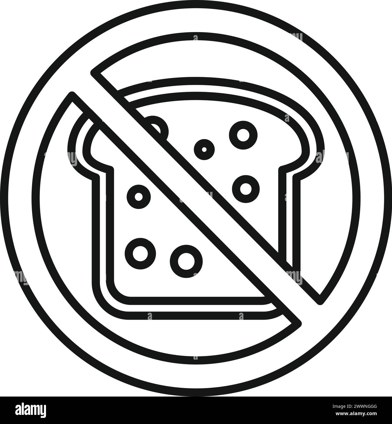 Restricted bread eat icon outline vector. Gluten intolerance. Allergic ...